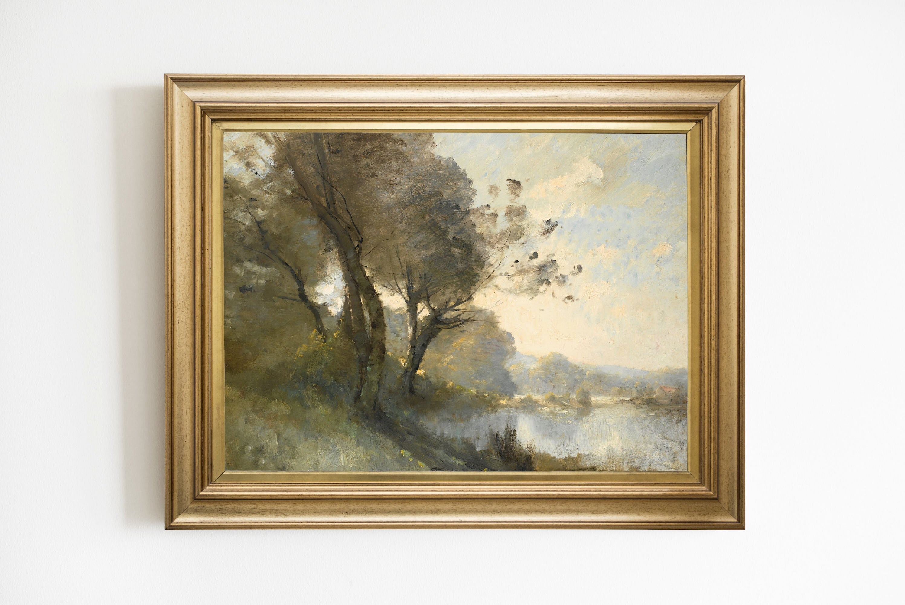 River Painting Vintage Landscape Print Country Painting - Etsy