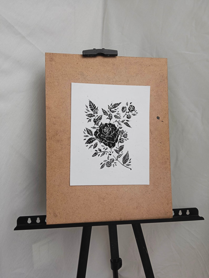 Roses Linoprint Botanical Linocut Print Original Hand - Etsy