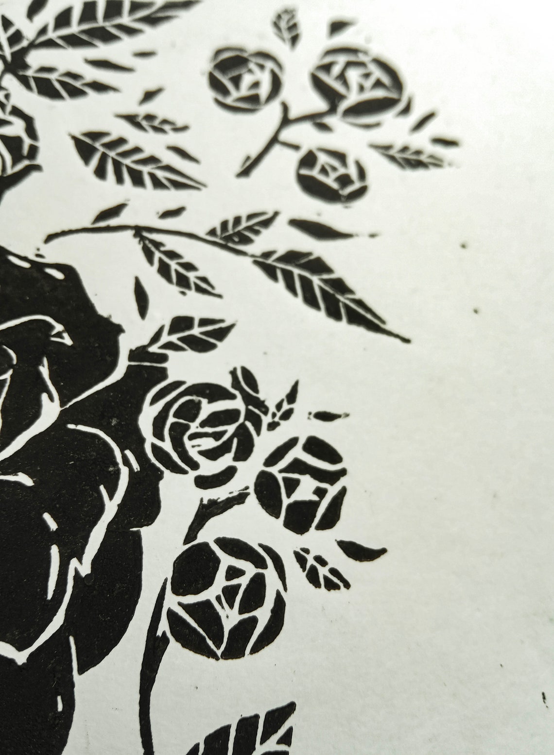 Roses Linoprint Botanical Linocut Print Original Hand - Etsy