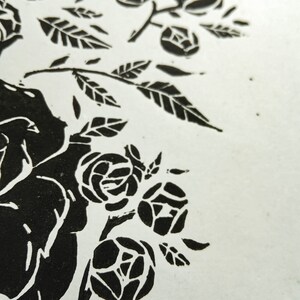 Roses Linoprint Botanical Linocut Print Original Hand - Etsy