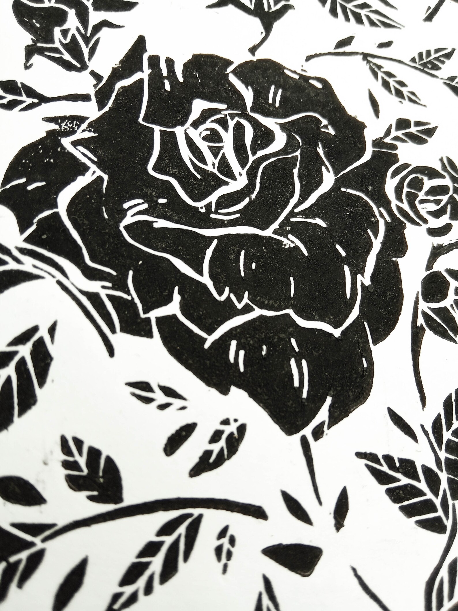 Roses Linoprint Botanical Linocut Print Original Hand - Etsy
