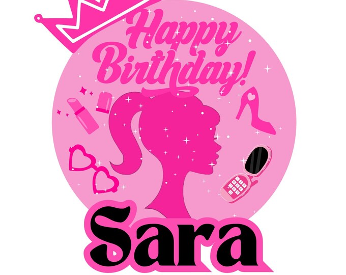 Personalised PRINTABLE Doll Head Cake Topper , Digital Barbie Cake ...