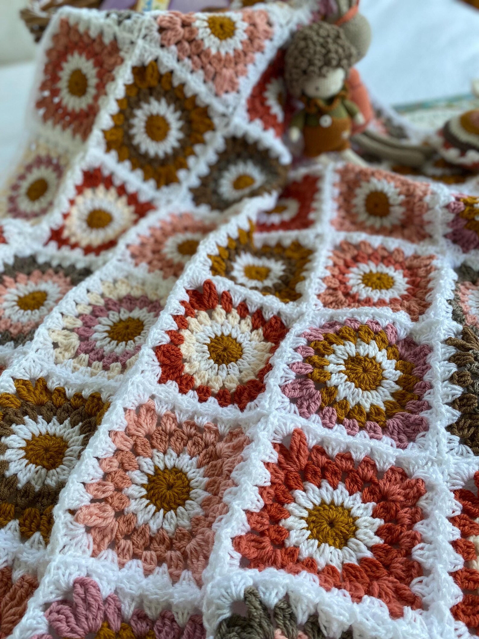 Autumn Granny Square Crochet Baby Blanket - Etsy