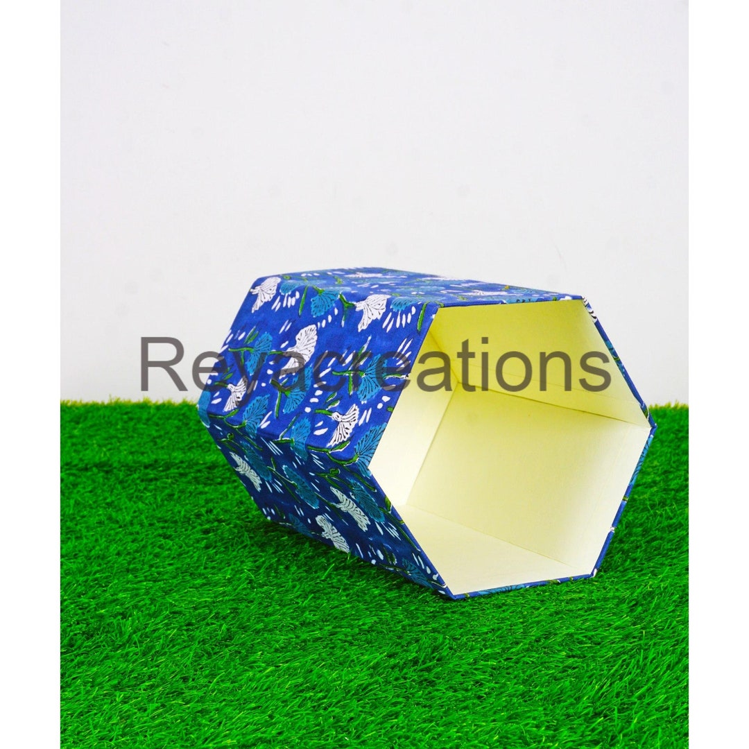 Waste Bin Dustbin for Office Use, Beautiful Blue Floral Print Hand ...