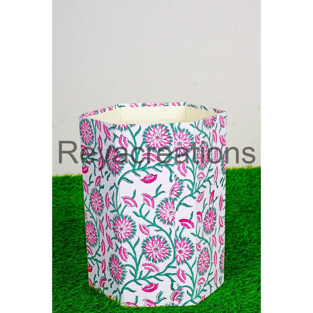 Beautiful Study Room Dustbin, Floral Printed Card Board Trash Can Bin ...