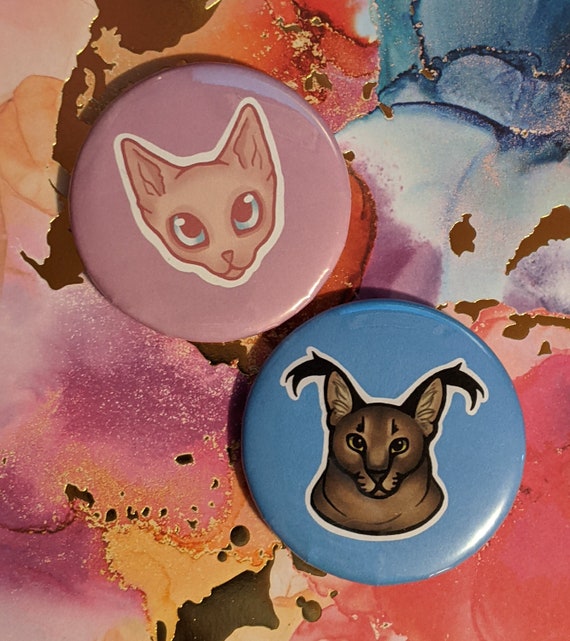Meme Cats Sphinx Bingus and Caracal Floppa Button set | Etsy