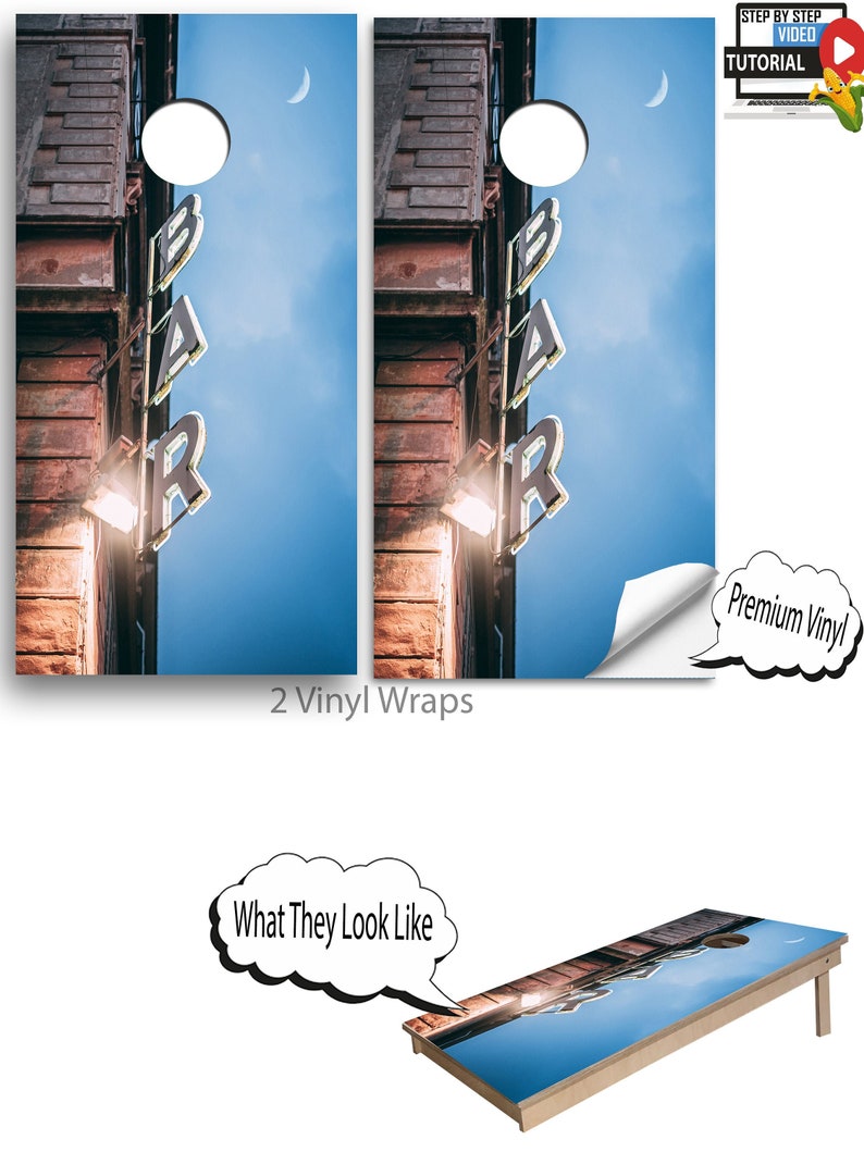 Cornhole Vinyl Wraps With VIDEO INSTRUCTIONS Bar Cornhole - Etsy