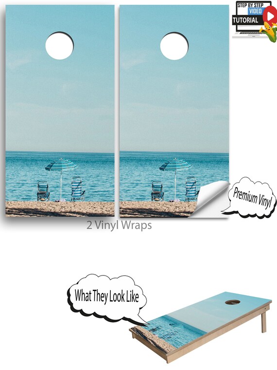 Cornhole Vinyl Wraps WITH VIDEO INSTRUCTIONS Ocean Paradise | Etsy