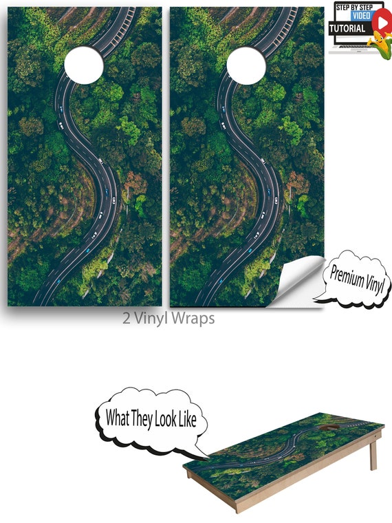 Cornhole Vinyl Wraps With VIDEO INSTRUCTIONS Forest Road Way | Etsy