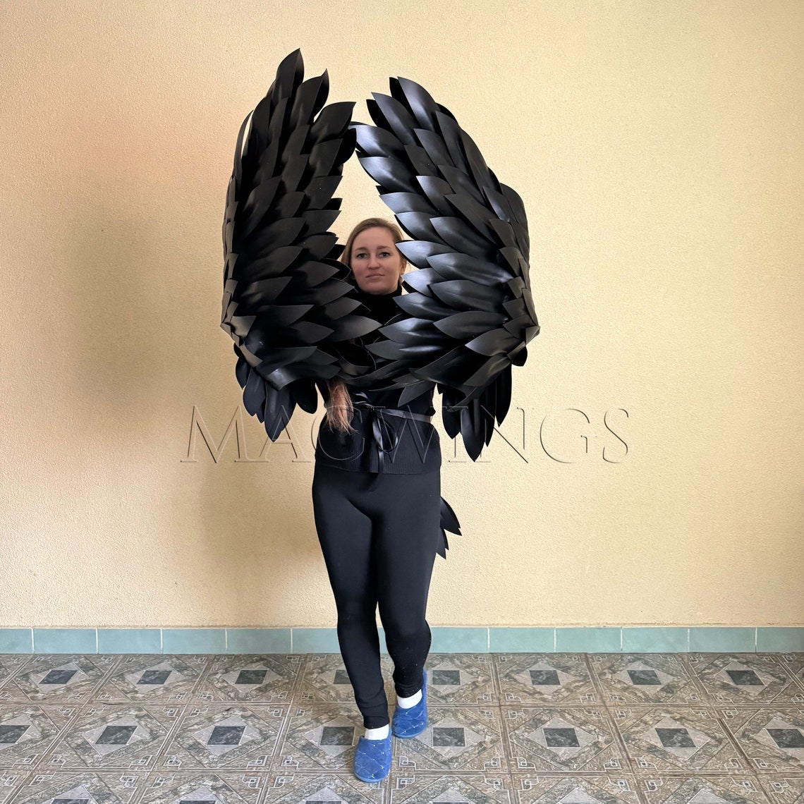 Black Wings and Tail, Bird Wings for Arms, Crow Costume, Black Bird ...
