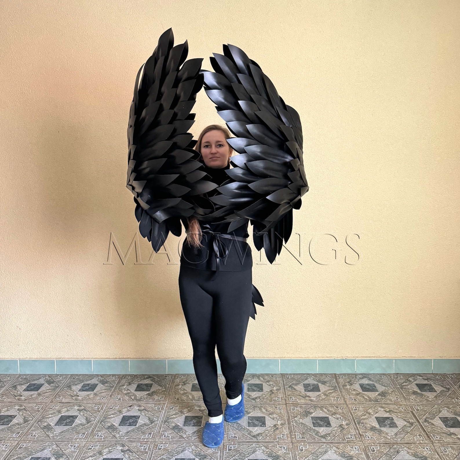 Black Wings and Tail, Bird Wings for Arms, Crow Costume, Black Bird ...