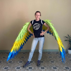 Green Macaw Wings Costume Movable Bird Wings Wings for Dance, Colorful ...