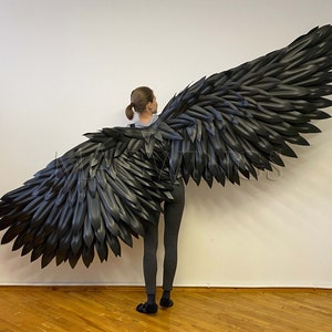 Movable Black Wings, Devil Wings, Fallen Angel Costume Flexible Wings ...