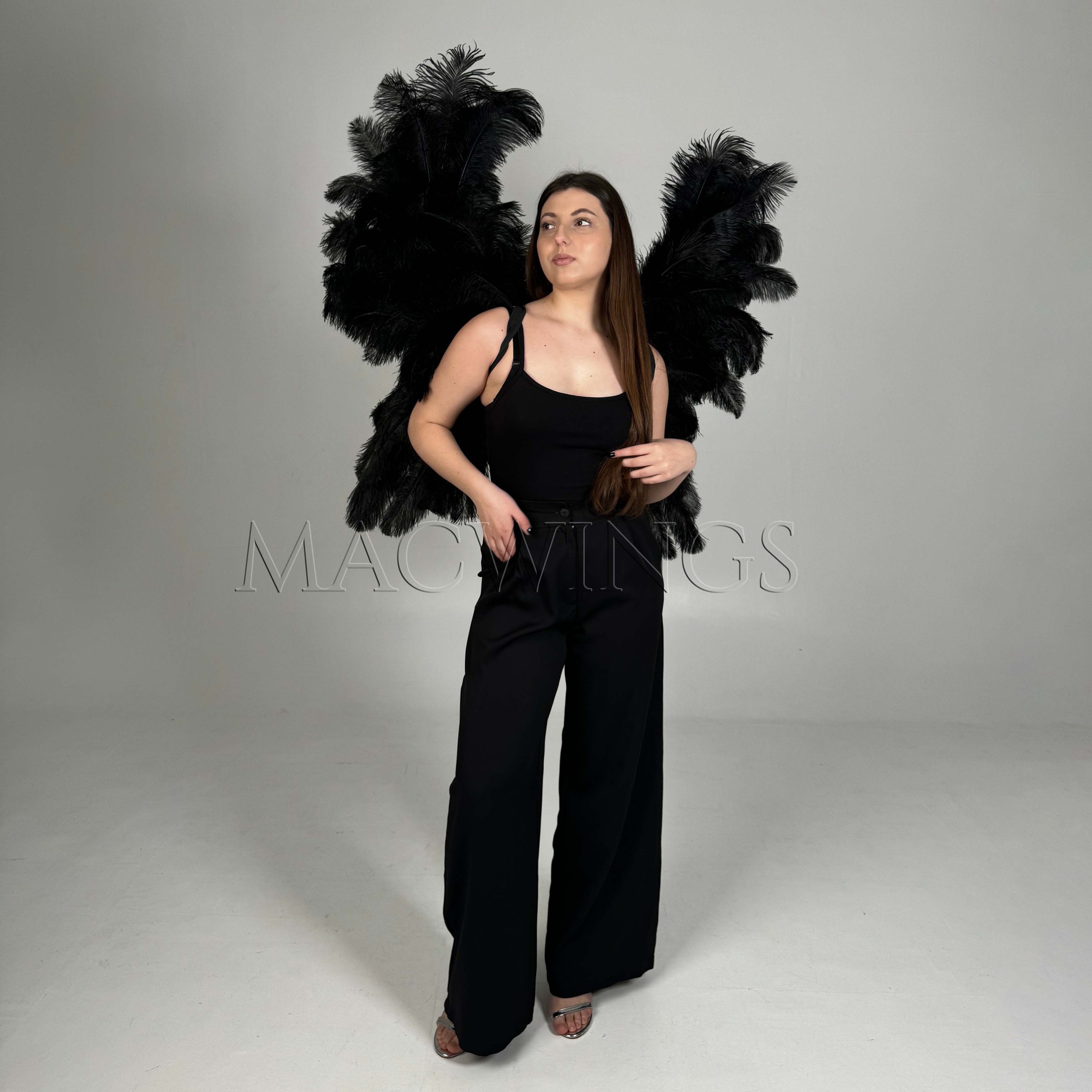 Black Angel Wings Costume Cosplay Butterfly Wings Adult Photo Prop ...