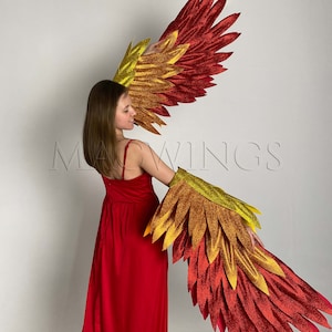 Shiny Red Arm Wings, Red Wings, Wings for Dance Cosplay Prop, Glitter ...
