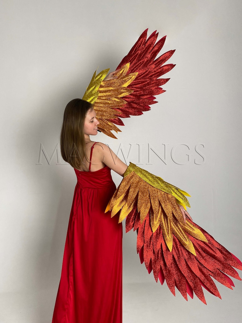 Shiny Red Arm Wings, Red Wings, Wings for Dance Cosplay Prop, Glitter ...