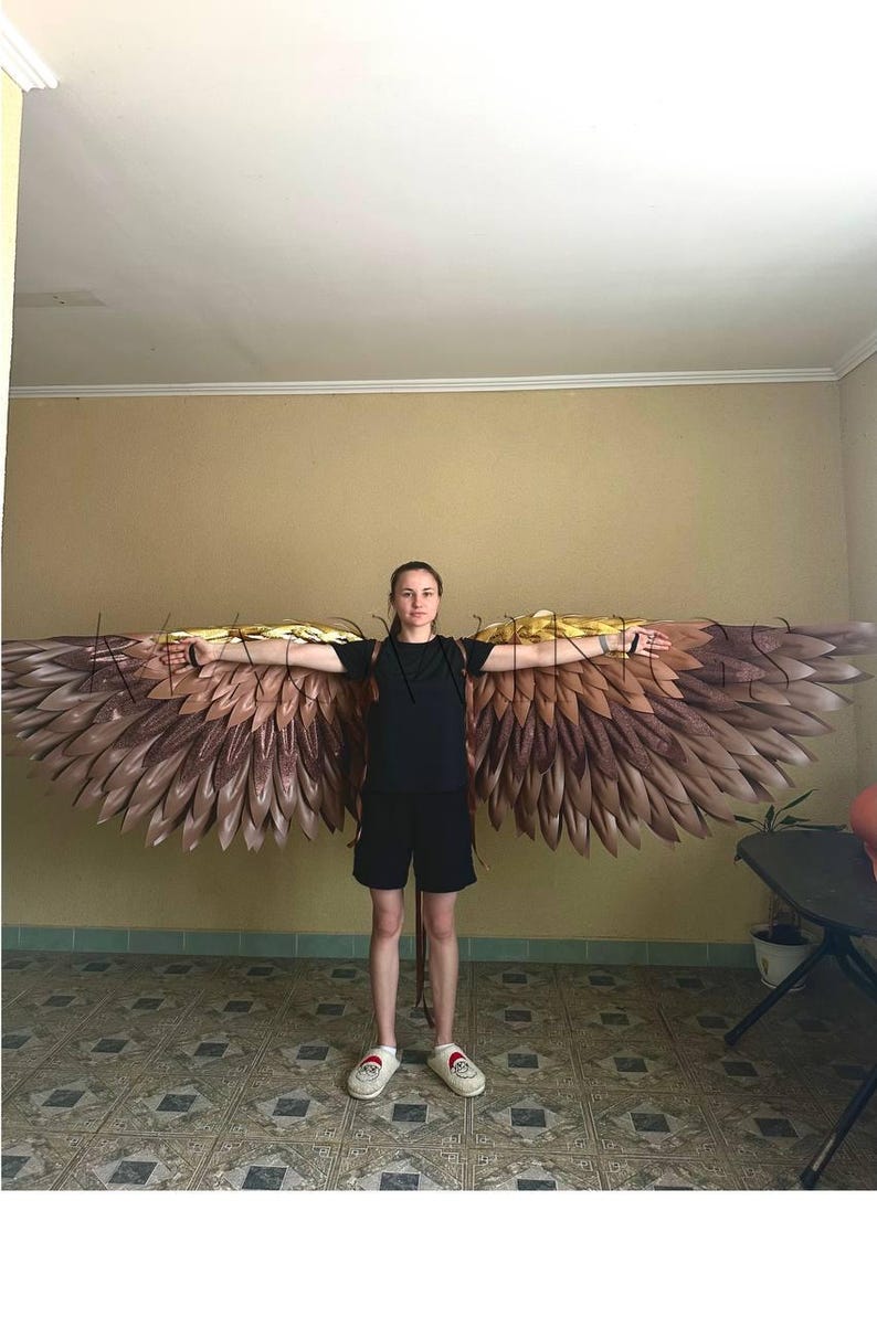 Movable Brown Eagle Wings, Bird Costume for Adults, Frameless Bendable ...