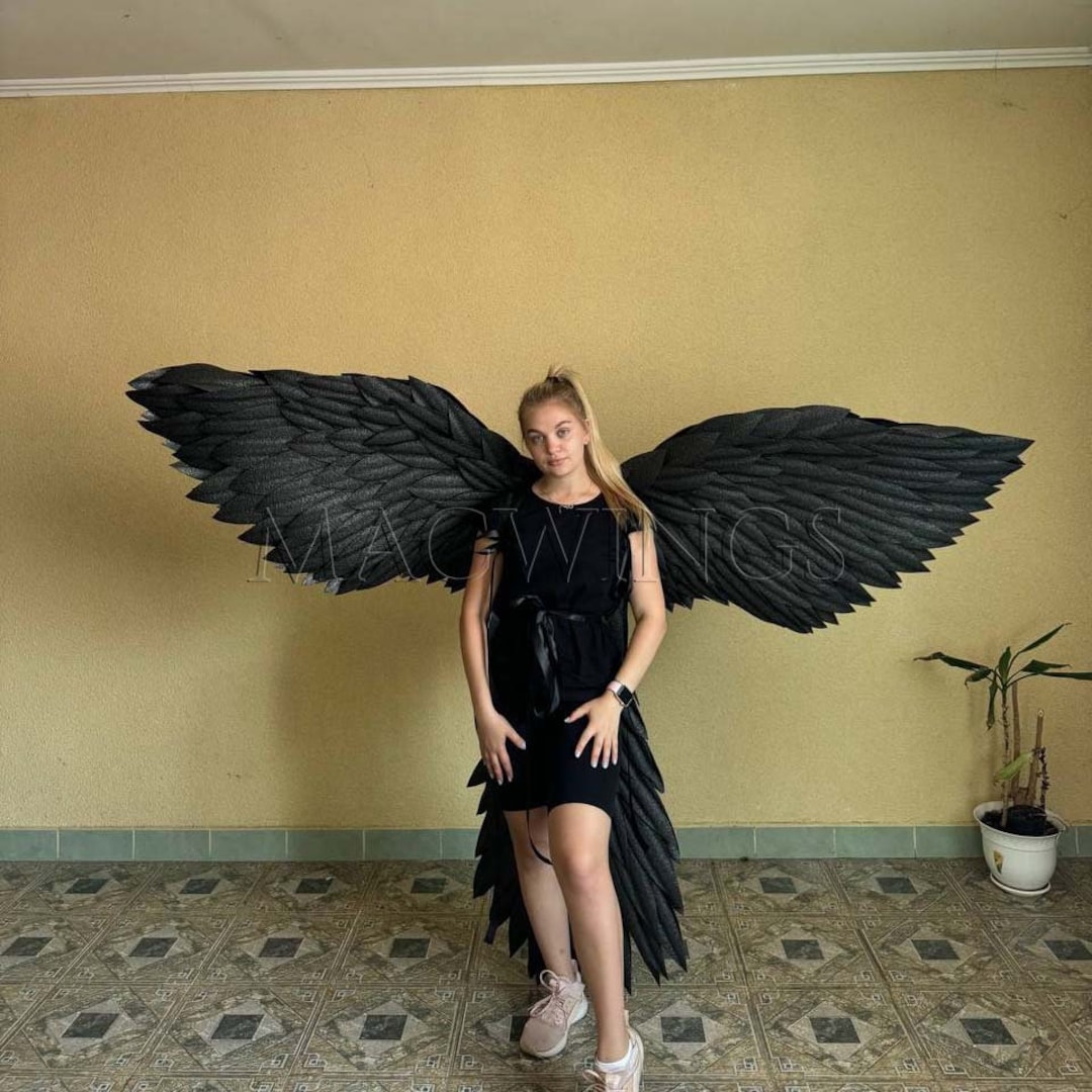 Black Bird Wings and Tail Black Bird Costume Fallen Angel Wings Photo ...