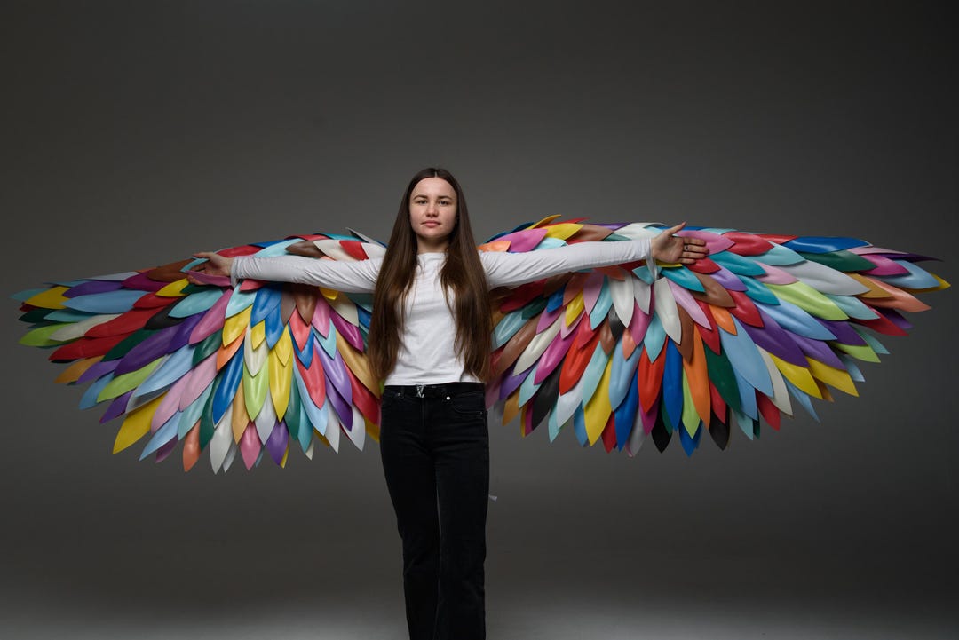 Colorful Movable Angel Wings for Adult Dance, Bright Flexible Costume ...