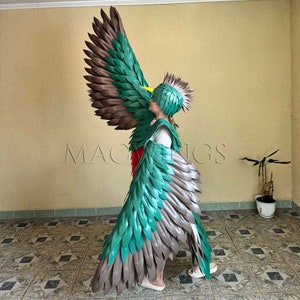 Quetzal Costume Wings Tail Jacket Bird Costume Quetzal Wings Green ...