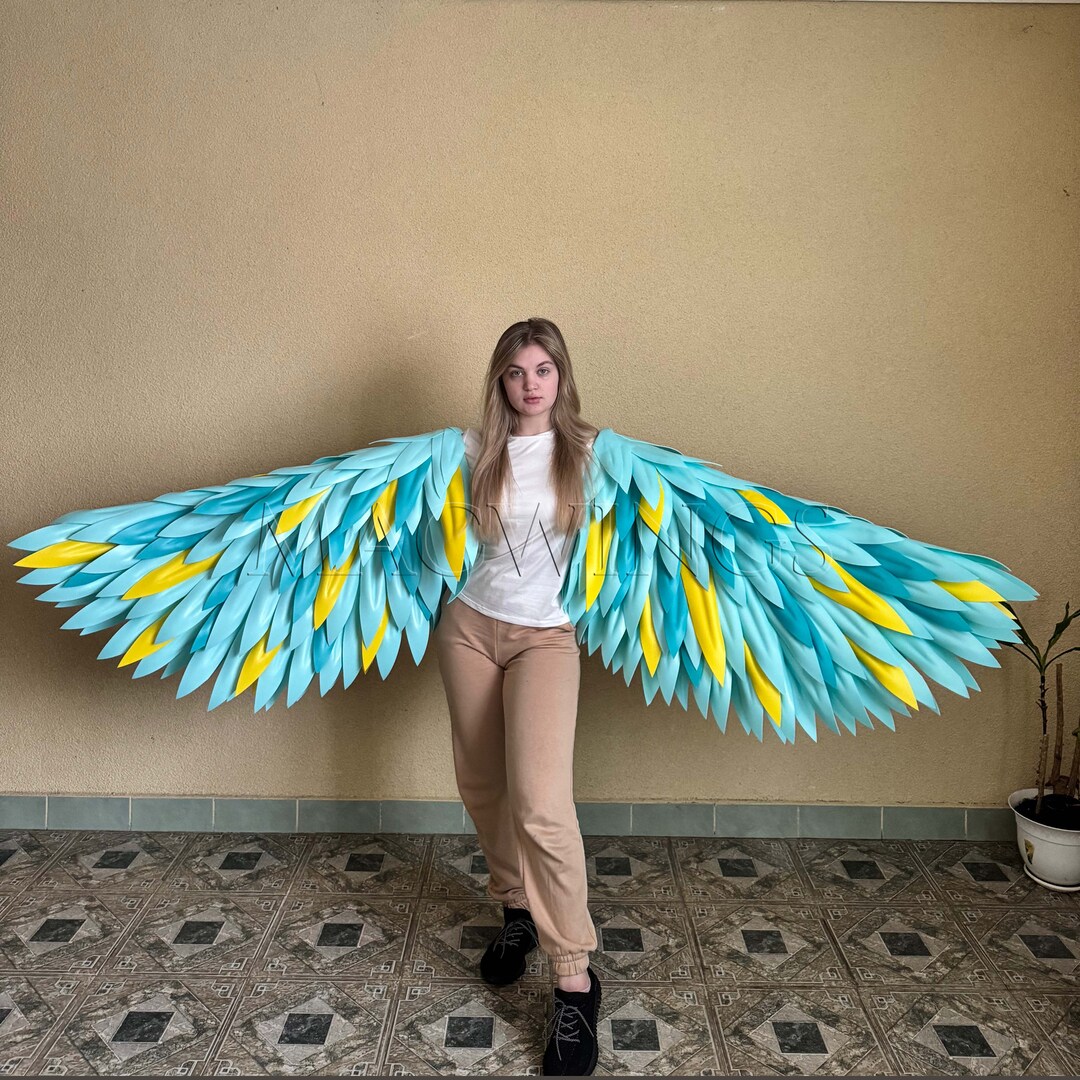 Blue Phoenix Costume Cosplay Movable Arm Wings Teal Bird Wings for Arms ...