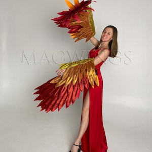 Shiny Red Arm Wings, Red Wings, Wings for Dance Cosplay Prop, Glitter ...