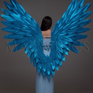 Light Blue Glitter Wings, Extra Large Wings, Angel Wings Cosplay, Shiny ...