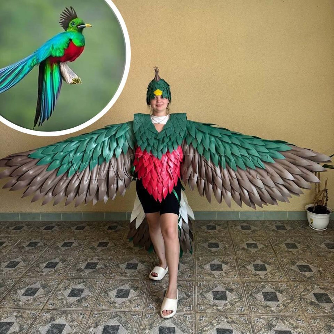 Quetzal Costume Wings Tail Jacket Bird Costume Quetzal Wings Green ...