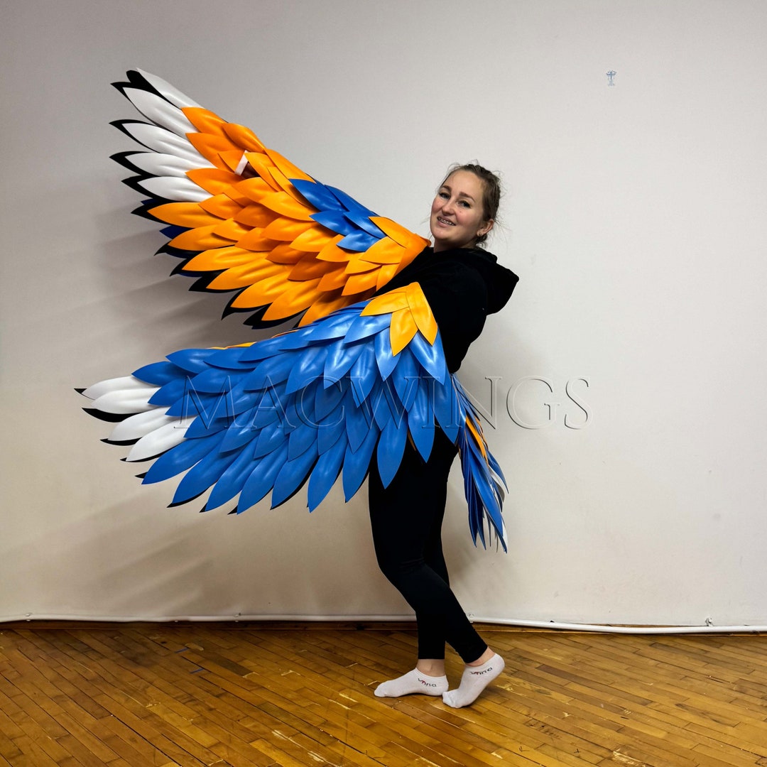 Blue Orange Bird Wings for Arms Halloween Costume Movable Bird Wings ...
