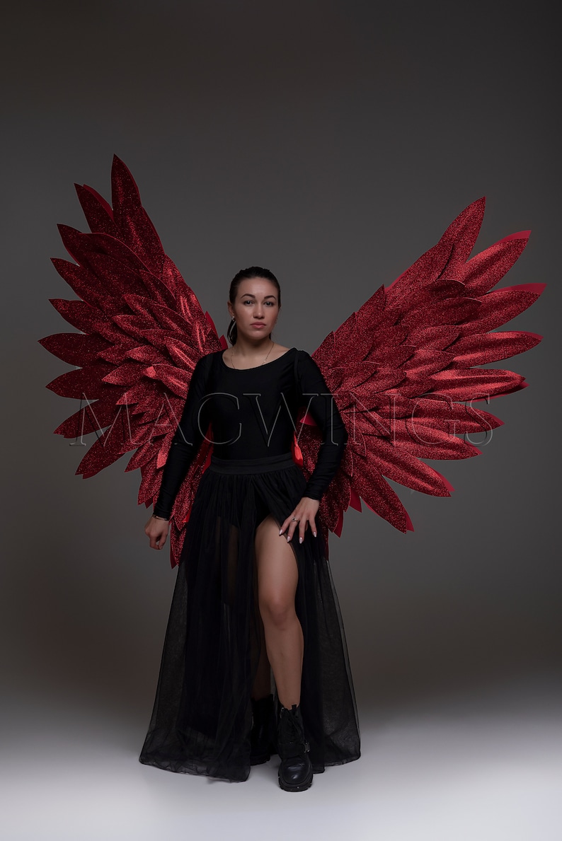 Red Glitter Wings Large Wings Angel Wings Cosplay Sparkle - Etsy