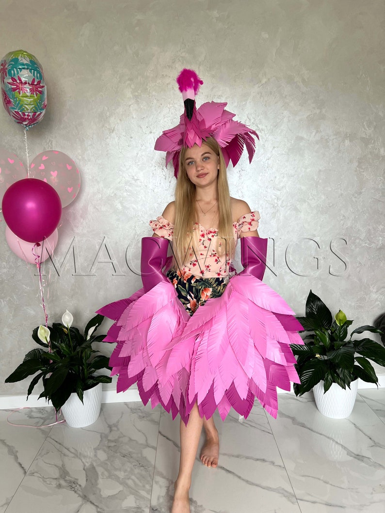Pink Flamingo Costume Headpiece Arm Wings and Tail - Etsy