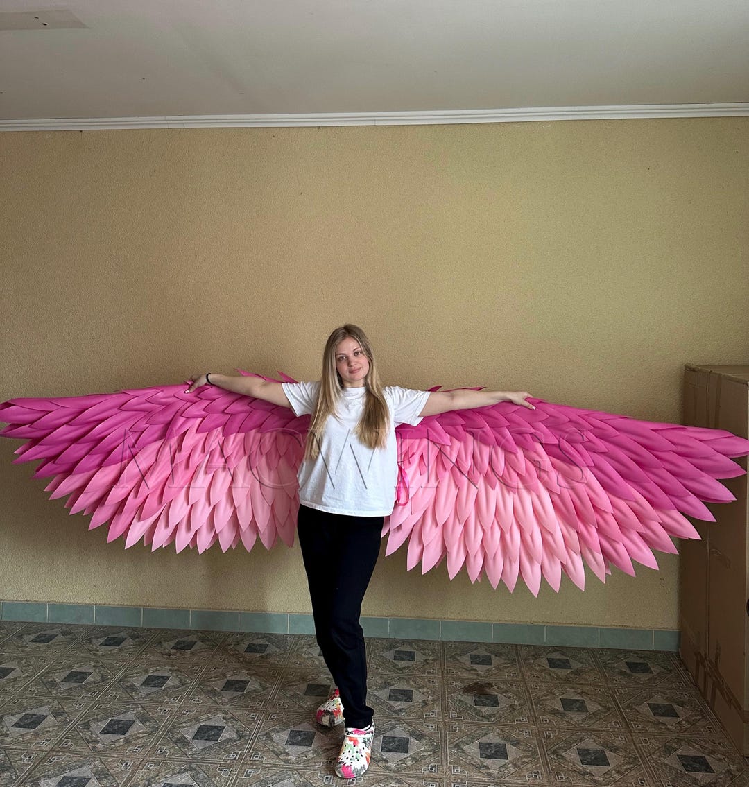 Pink Moveable Wings, Pink Angel Wings, Adult Wings, Pink Flexible Wings ...