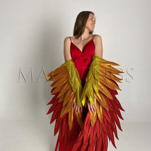 Shiny Red Arm Wings, Red Wings, Wings for Dance Cosplay Prop, Glitter ...