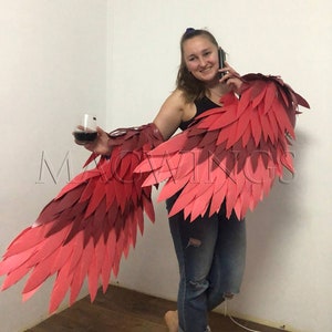 Red Wings, Wings for Dance, Arms as Wings, Performance Wings, Bird ...