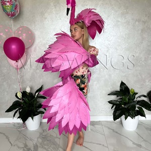 Pink Flamingo Costume Headpiece Arm Wings and Tail - Etsy