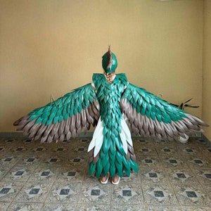 Quetzal Costume Wings Tail Jacket Bird Costume Quetzal Wings Green ...