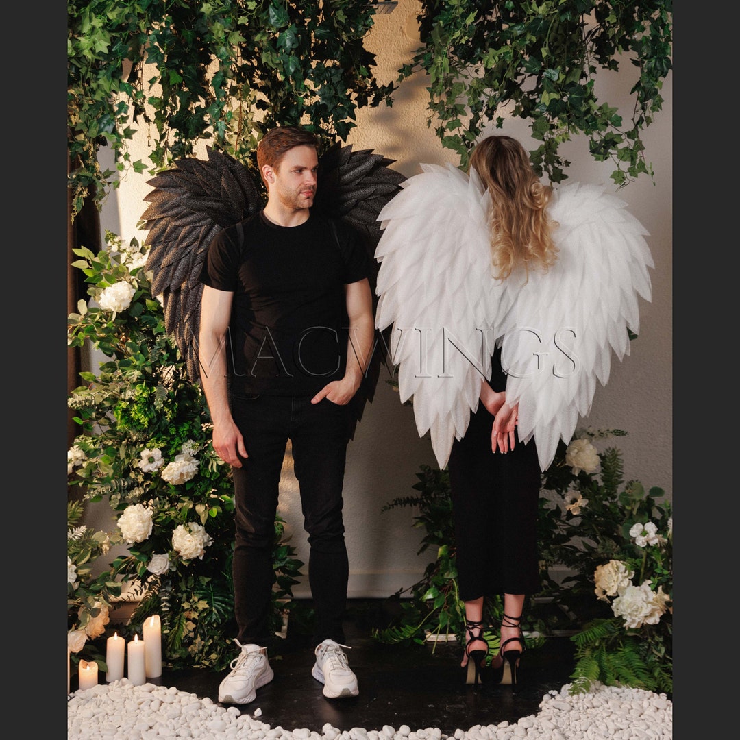 Cupid Wings White Wings Black Angel Wings Cosplay Adult Child Halloween ...