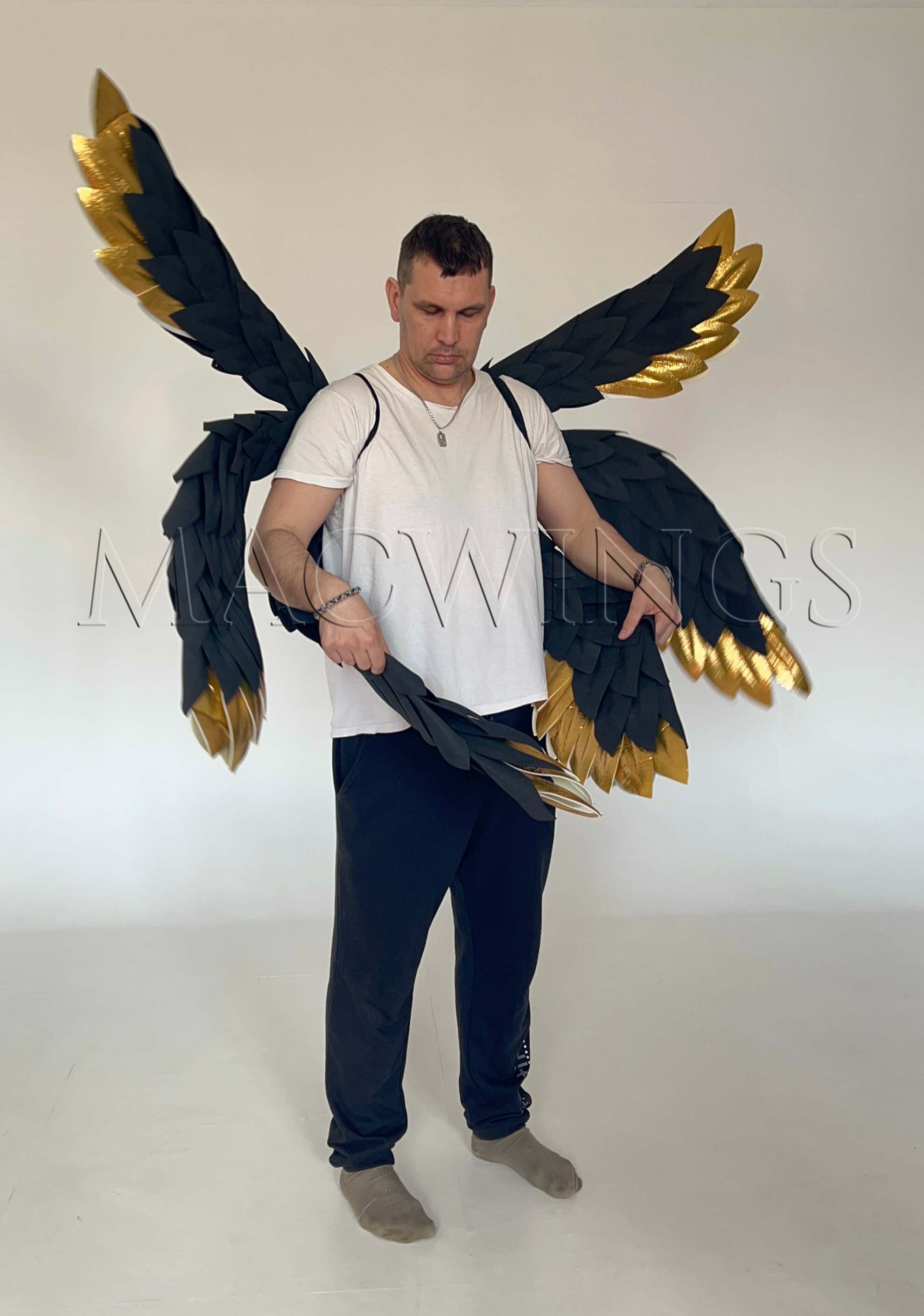 Black/gold Triple Wings Seraphim Cosplay Costume Black Angel - Etsy