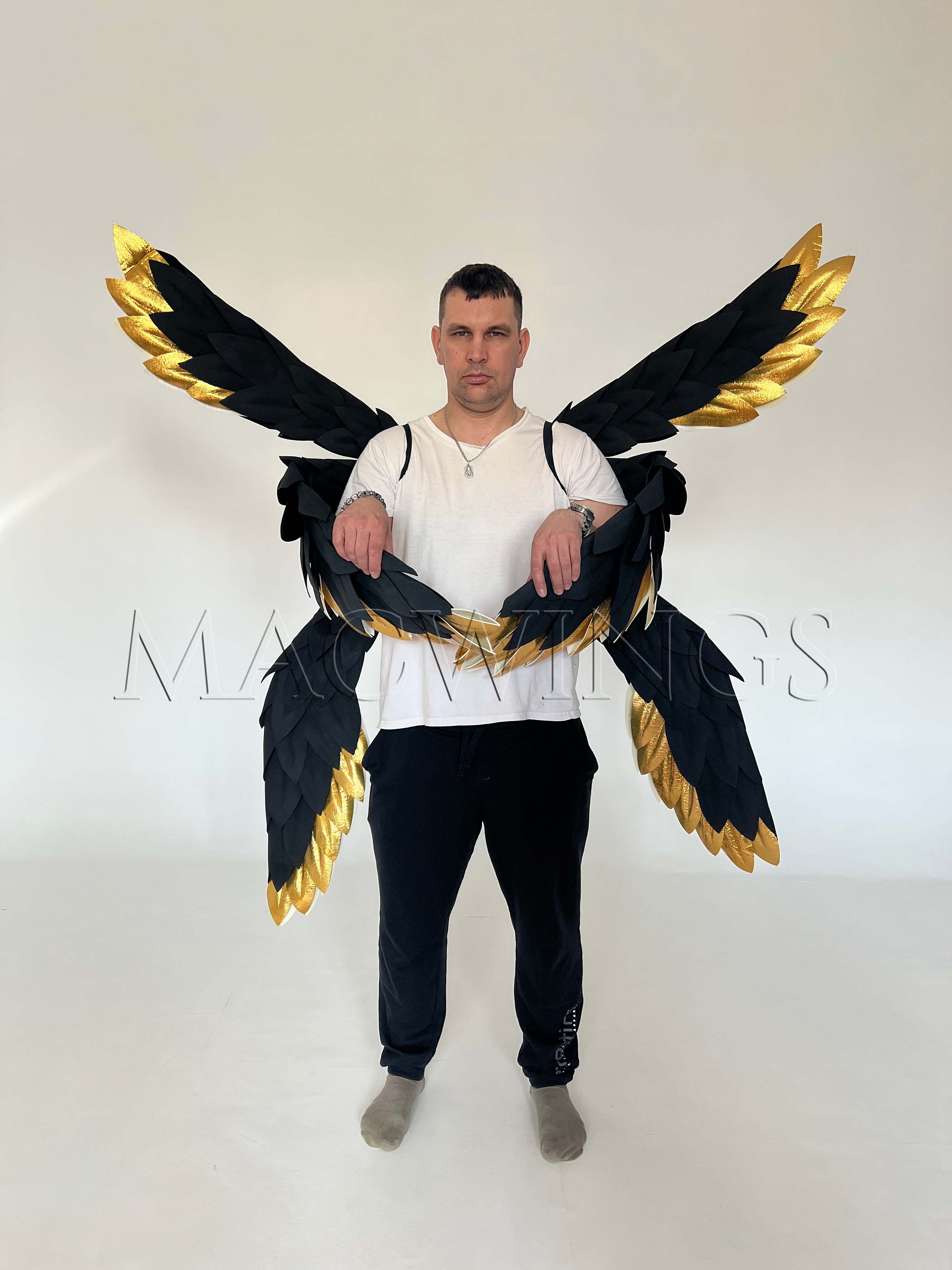 Black/gold Triple Wings Seraphim Cosplay Costume Black Angel - Etsy