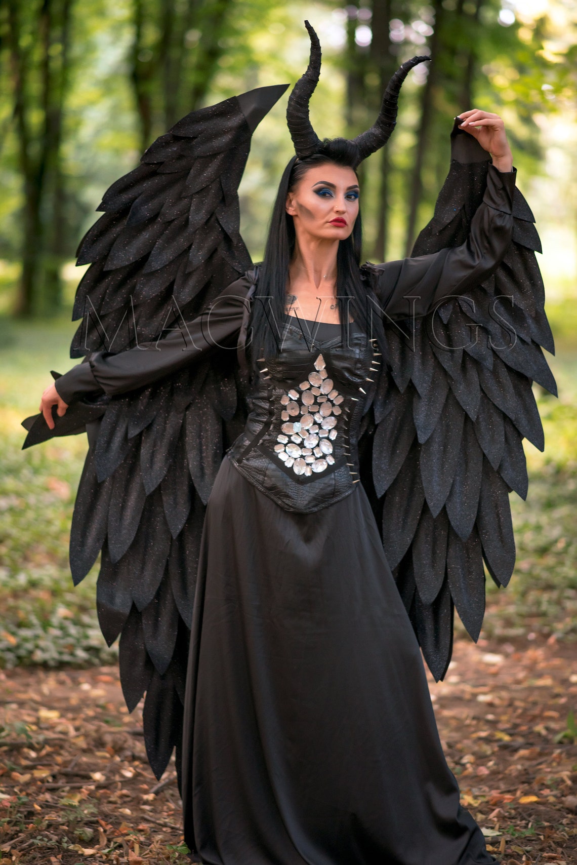 Witch Cosplay Costume Black Wings Devil Wings Black Angel Etsy