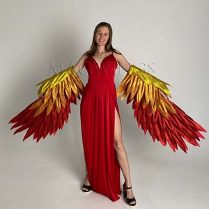 Shiny Red Arm Wings, Red Wings, Wings for Dance Cosplay Prop, Glitter ...