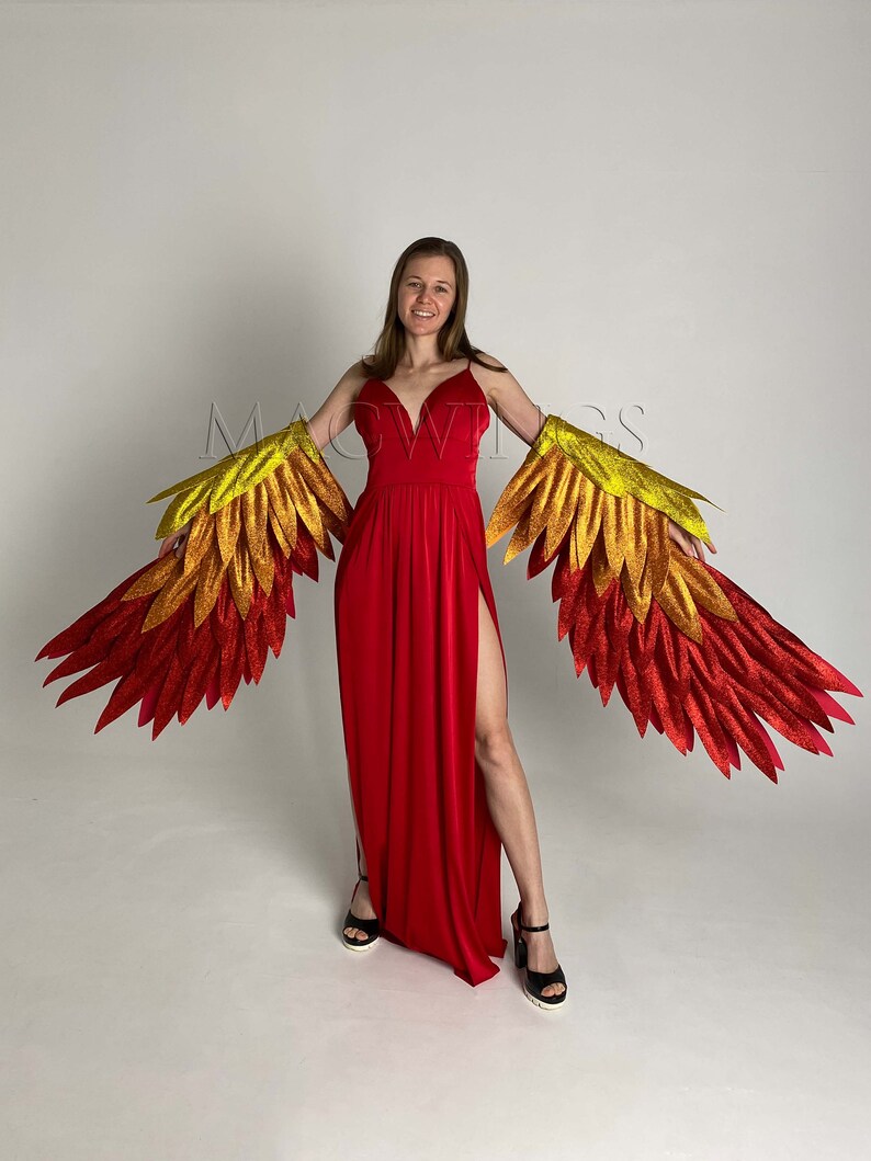 Shiny Red Arm Wings, Red Wings, Wings for Dance Cosplay Prop, Glitter ...