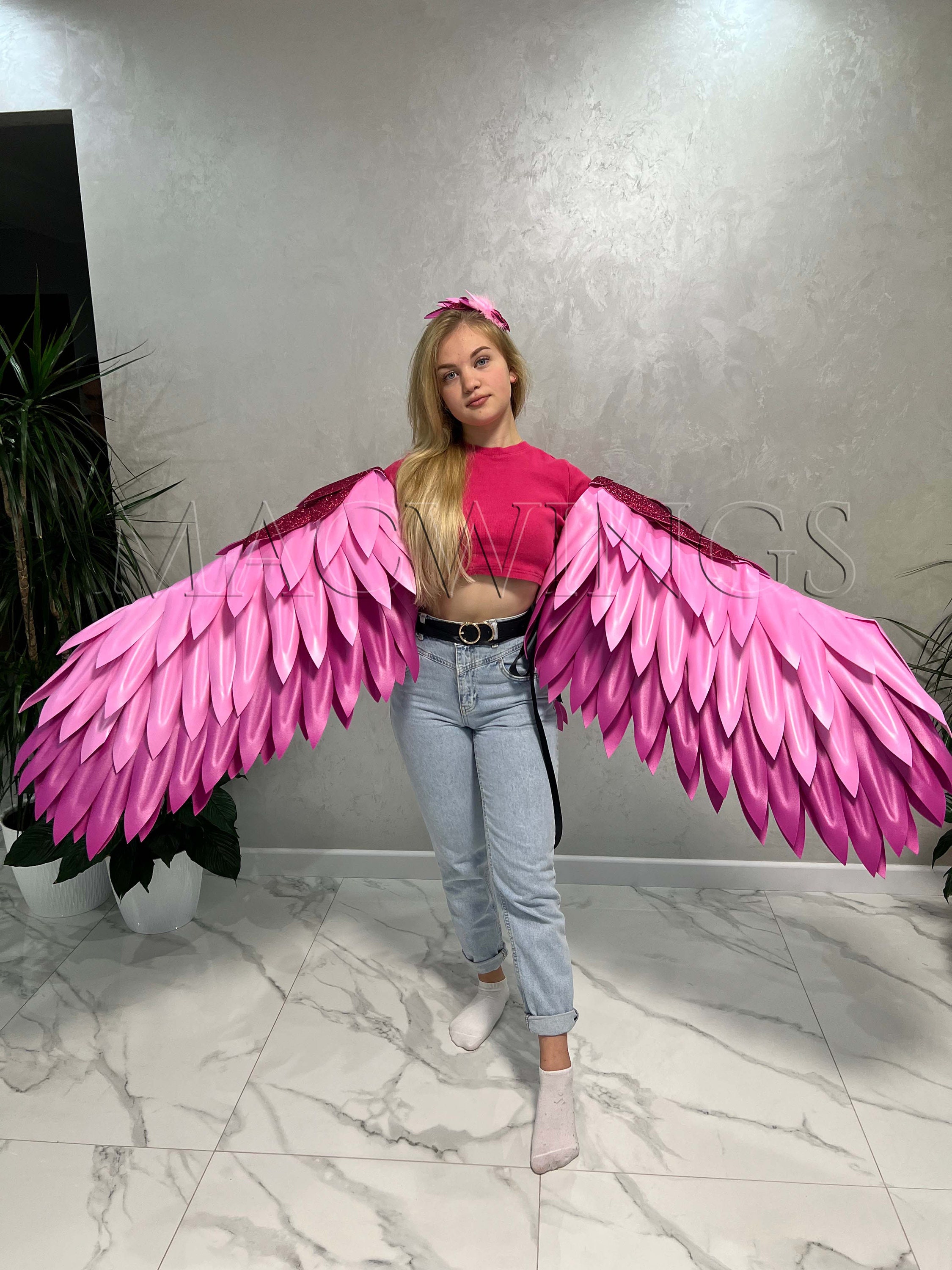 Pink Flamingo Costume Wings and Tail Adult Pink Bird Wings - Etsy