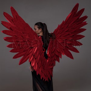 Red Glitter Wings, Large Wings, Angel Wings Cosplay, Sparkle Wings ...