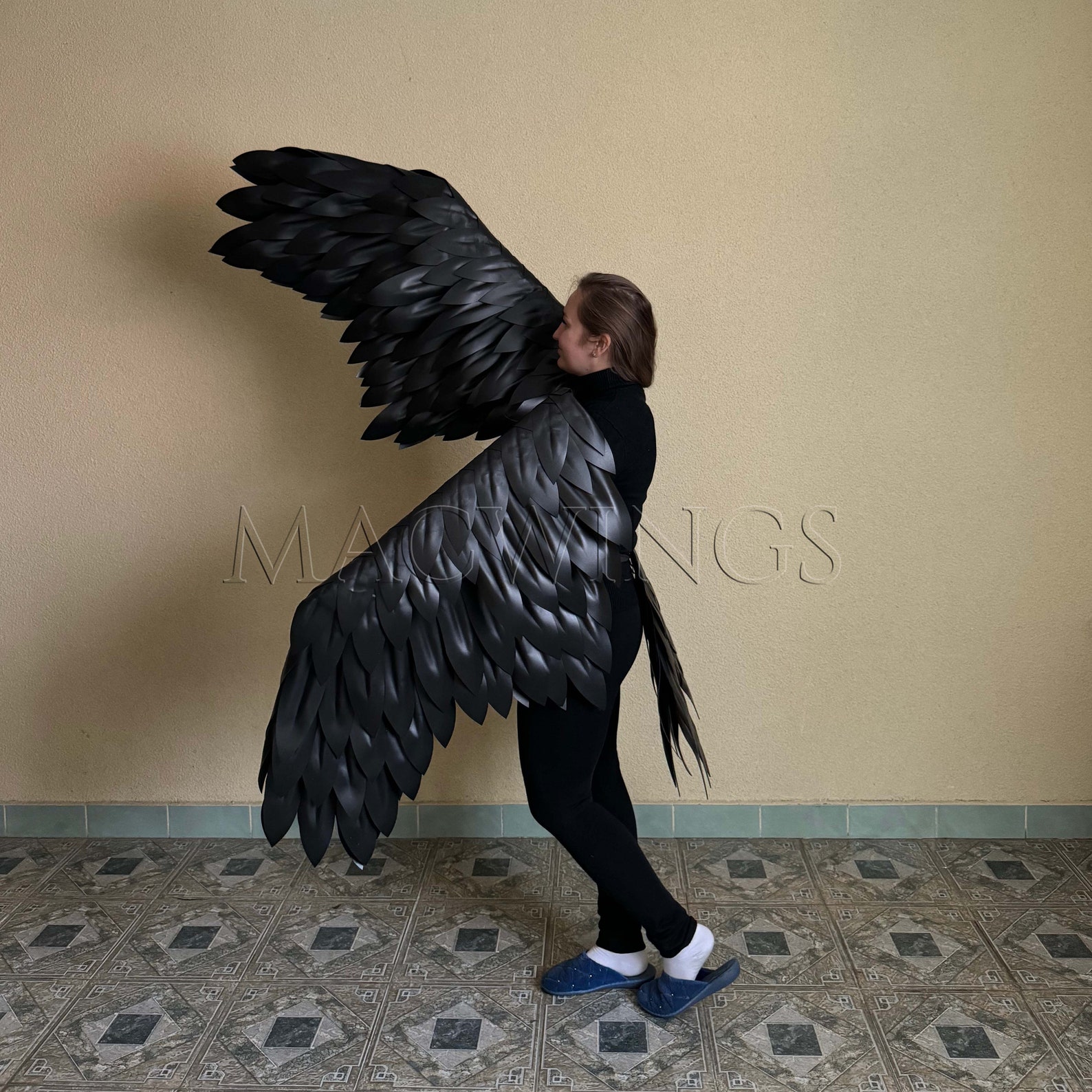 Black Wings and Tail, Bird Wings for Arms, Crow Costume, Black Bird ...