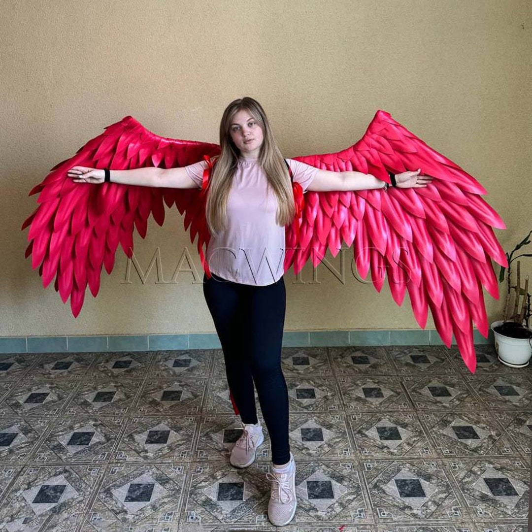 Moveable Red Wings for Dance Demon Wings Fallen Angel Big Wings Cosplay ...