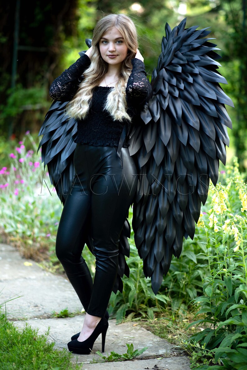 Black Wings Fallen Angel Cosplay Dark Angel Costume Lucifer - Etsy