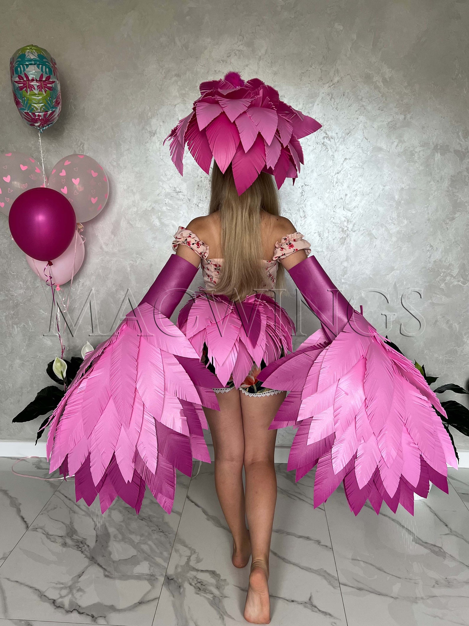 Pink Flamingo Costume Headpiece Arm Wings and Tail - Etsy
