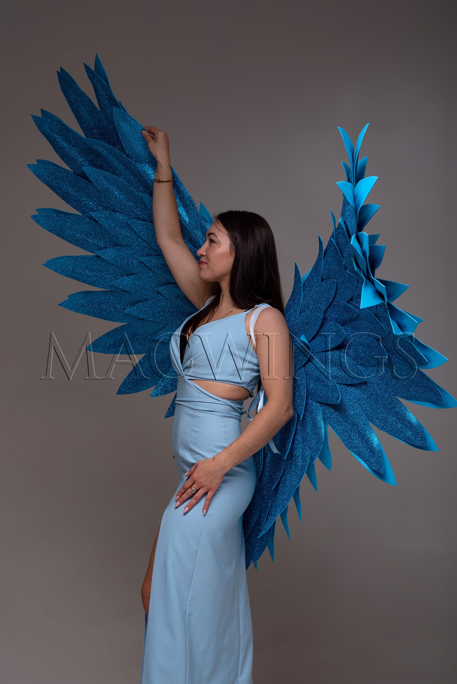 Light Blue Glitter Wings, Extra Large Wings, Angel Wings Cosplay, Shiny ...