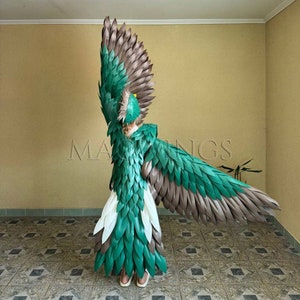 Quetzal Costume Wings Tail Jacket Bird Costume Quetzal Wings Green ...